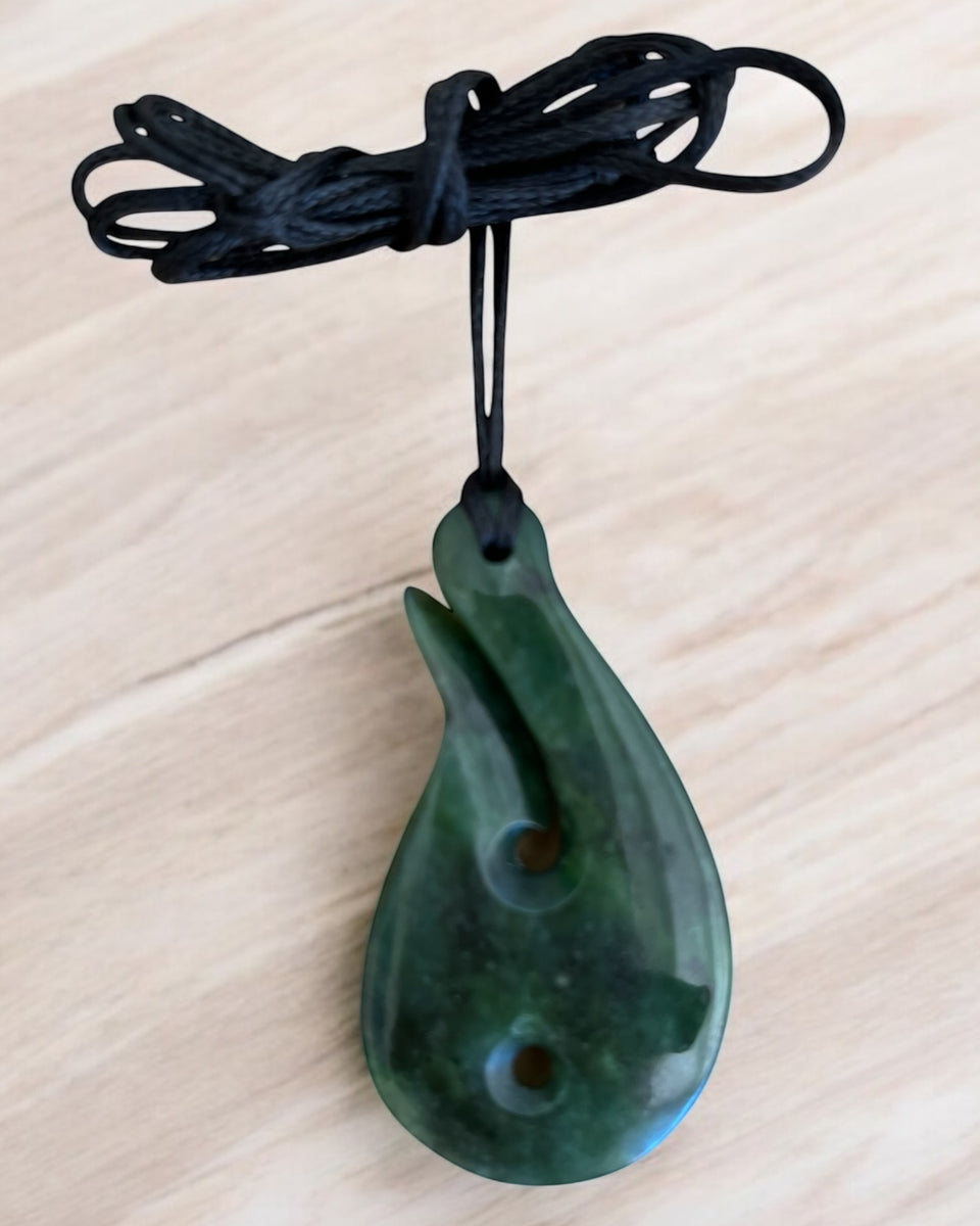 Fish Hook with Koru - Pounamu - Greenstone – The Fantail House