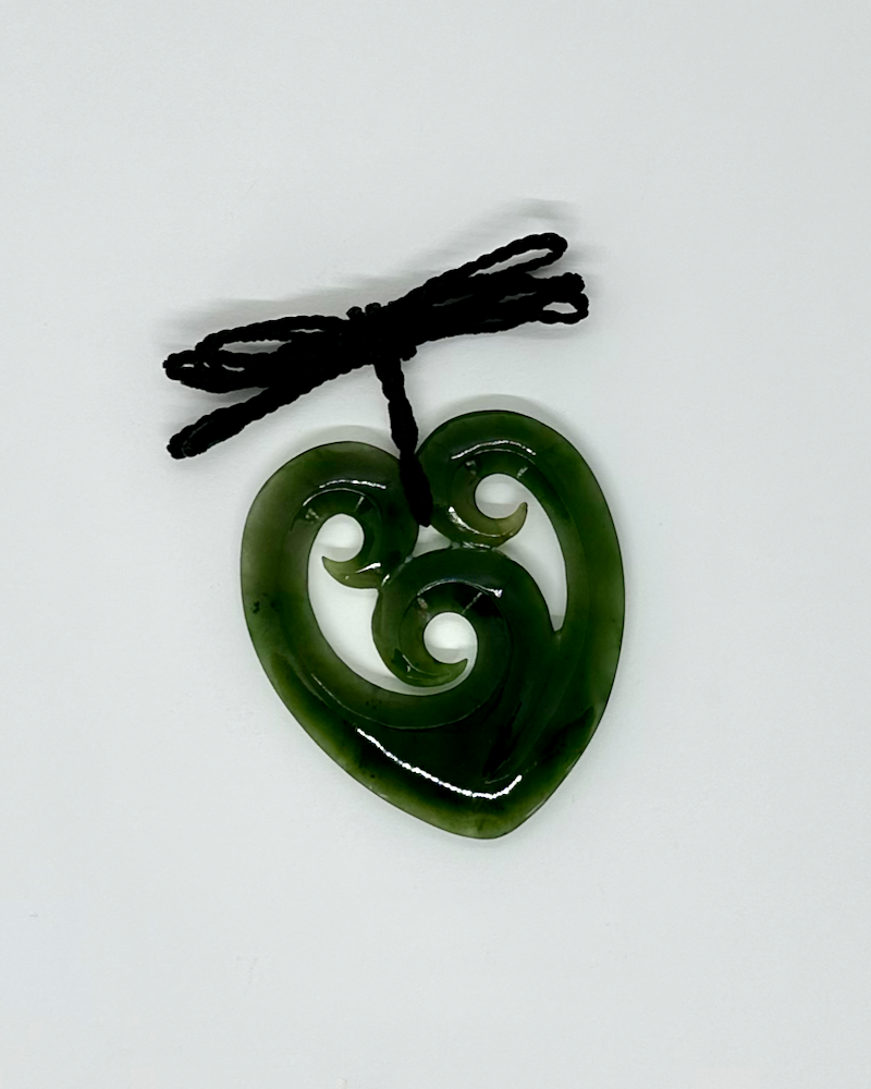 Heart with Koru - Greenstone - Pounamu – The Fantail House